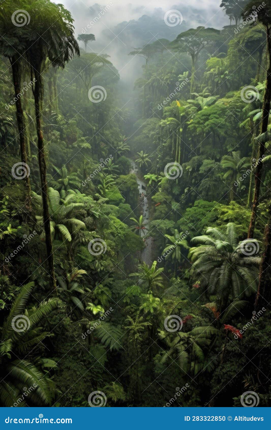 Aerial View of a Lush, Tropical Rainforest Canopy Stock Illustration ...