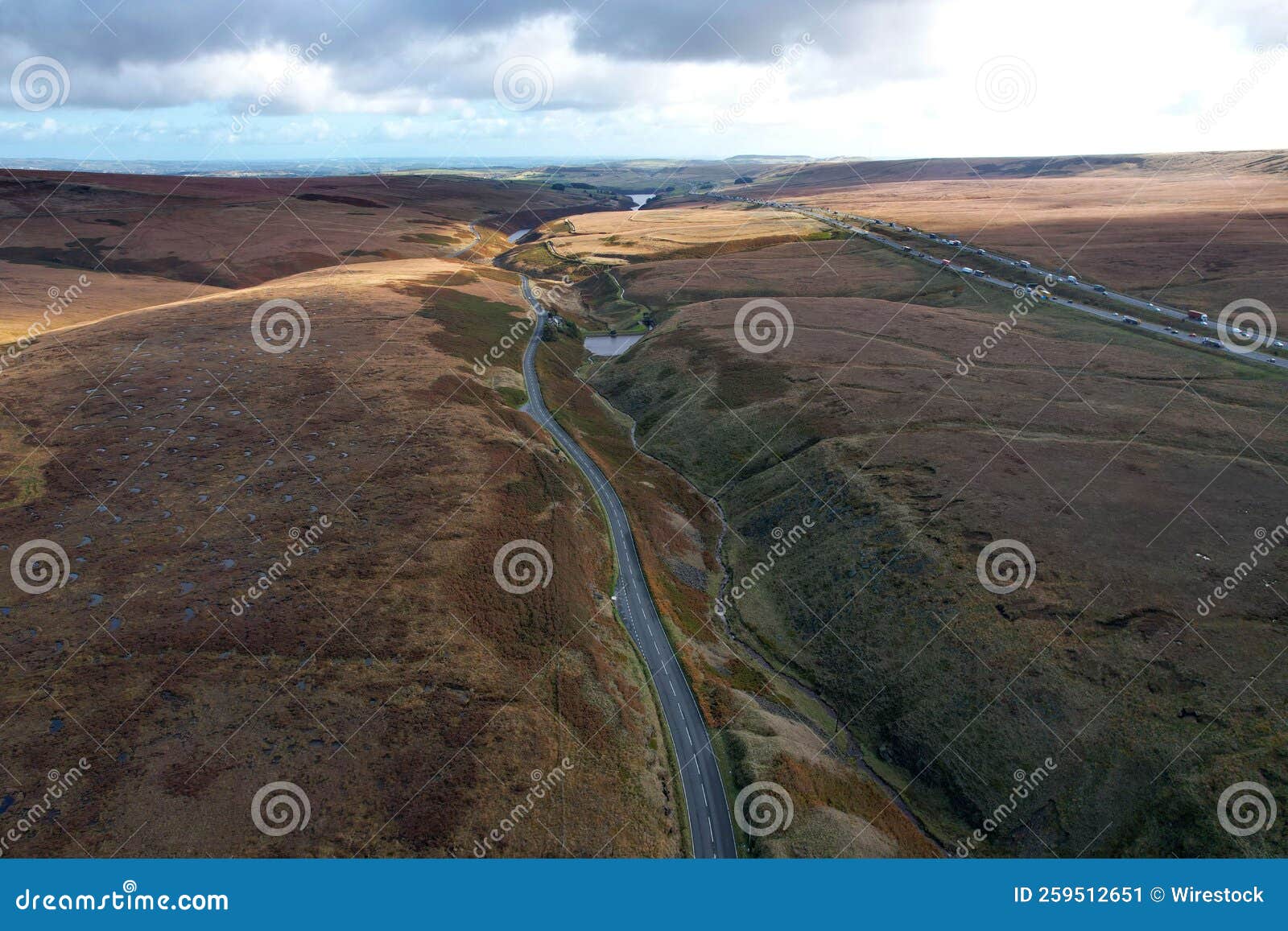 Aerial View of M62 Motorway, Saddleworth, UK Stock Image - Image of ...