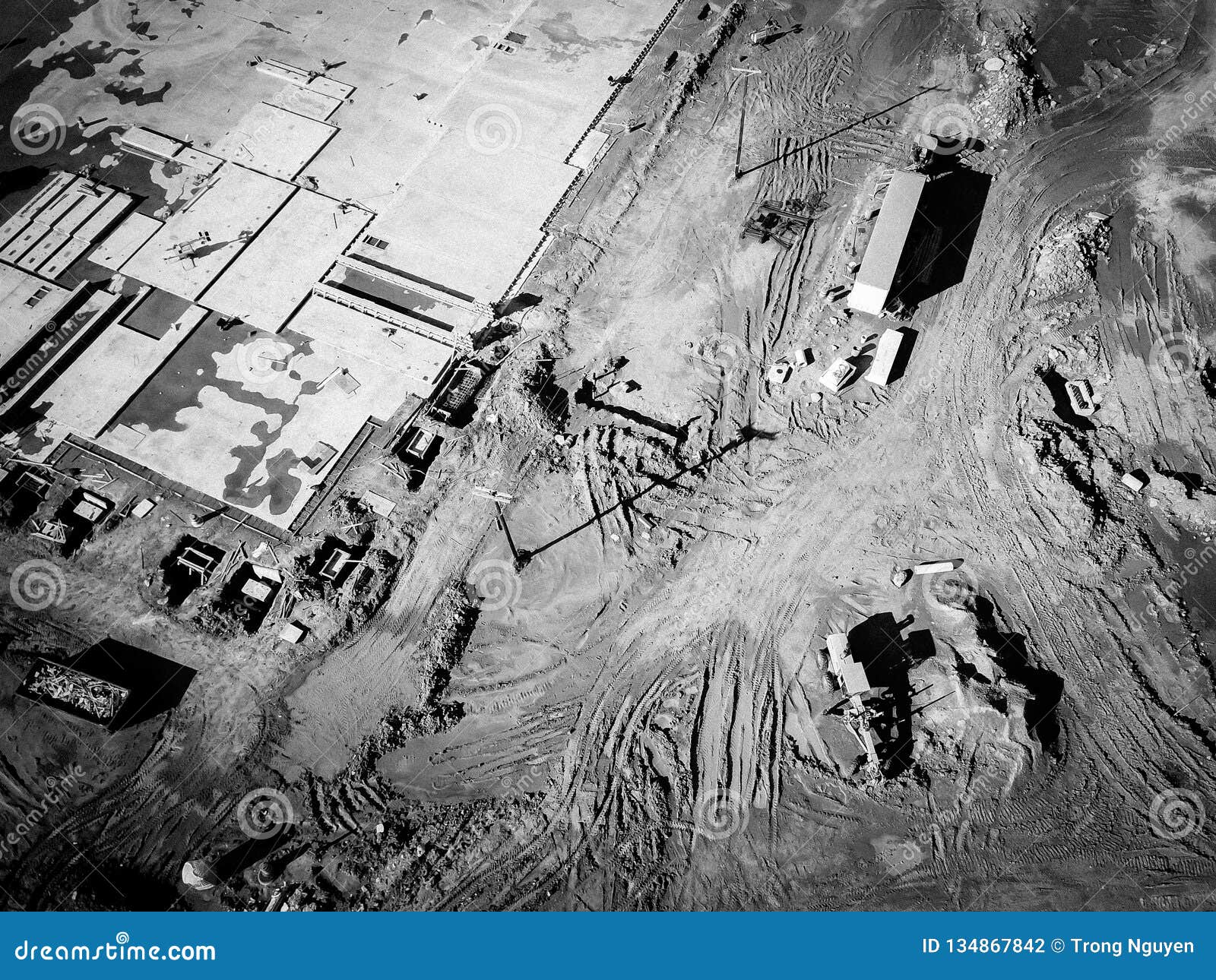 Aerial View Machinery Working with Footing and Foundation Concrete ... Aerial View Machinery Working with Footing and Foundation Concrete ...