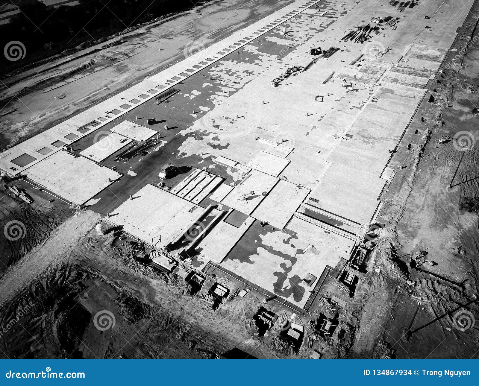 Aerial View Machinery Working with Footing and Foundation Concrete ... Aerial View Machinery Working with Footing and Foundation Concrete ...