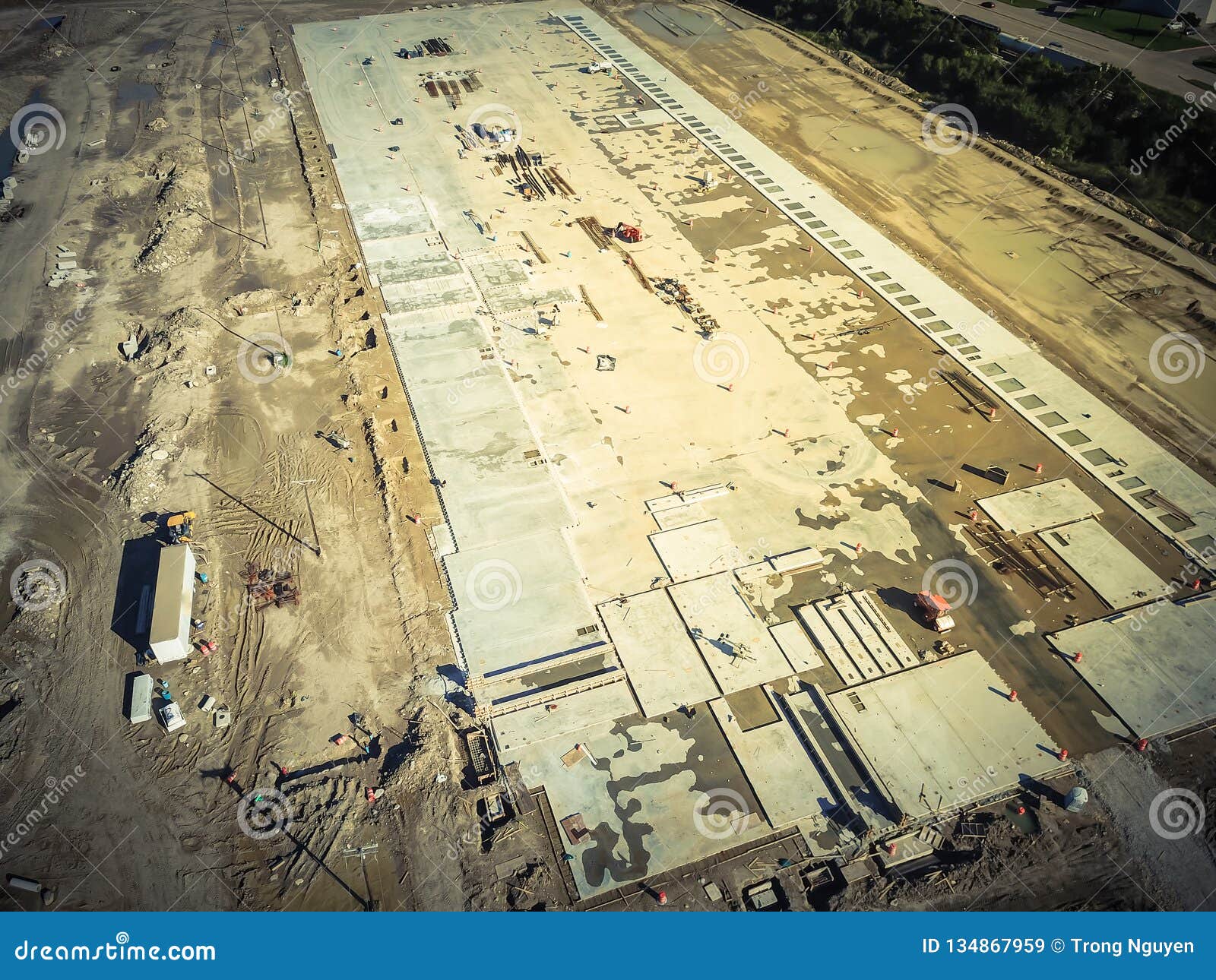 Aerial View Machinery Working with Footing and Foundation Concrete ... Aerial View Machinery Working with Footing and Foundation Concrete ...