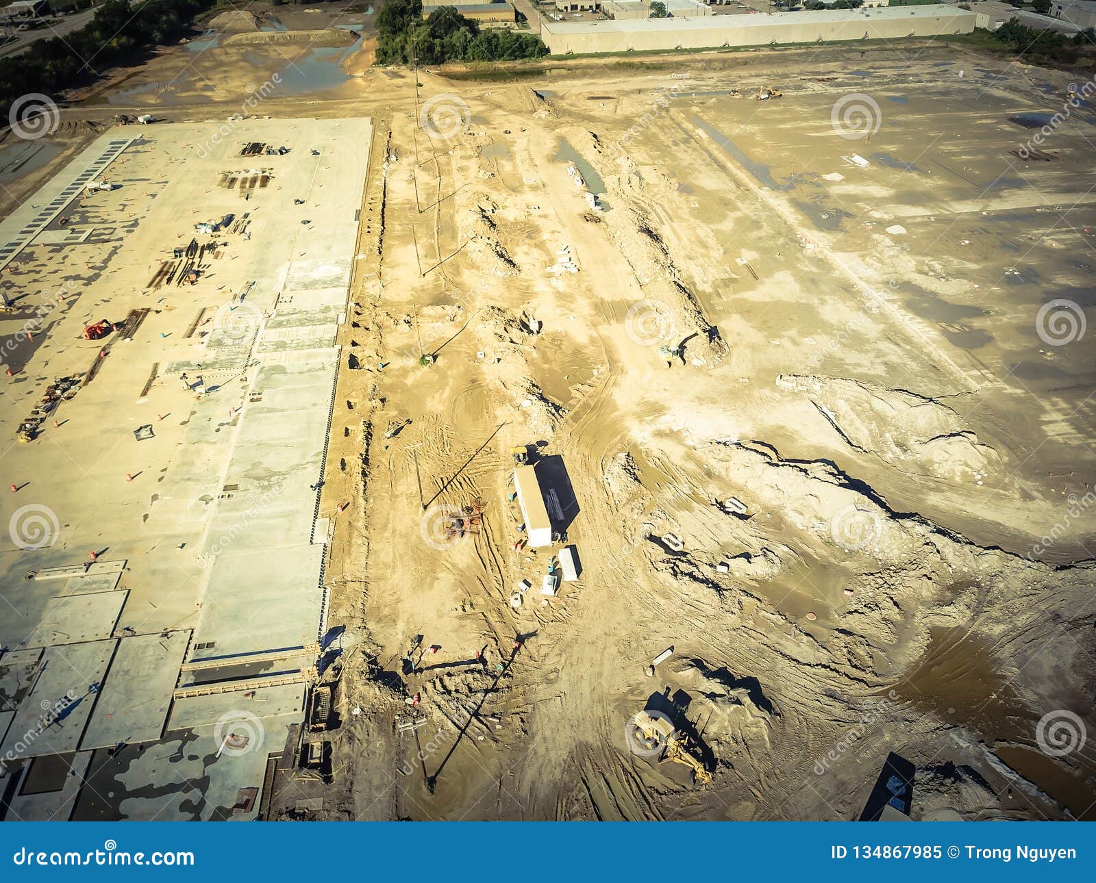 Aerial View Machinery Working with Footing and Foundation Concrete ... Aerial View Machinery Working with Footing and Foundation Concrete ...
