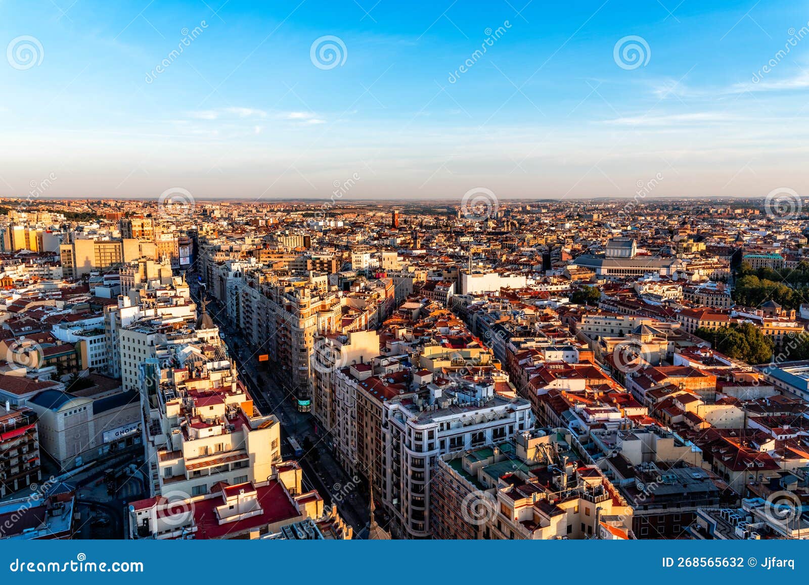 Aerial View of Madrid Downtown at Sunset Editorial Photography - Image ...