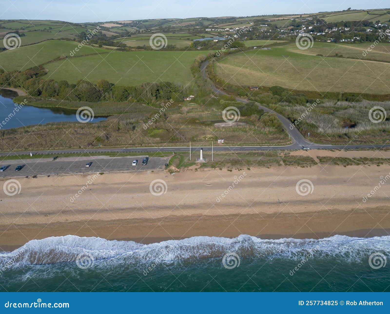 An Aerial View of the Magnificent Beach at Slapton Sands in Devon Stock ...
