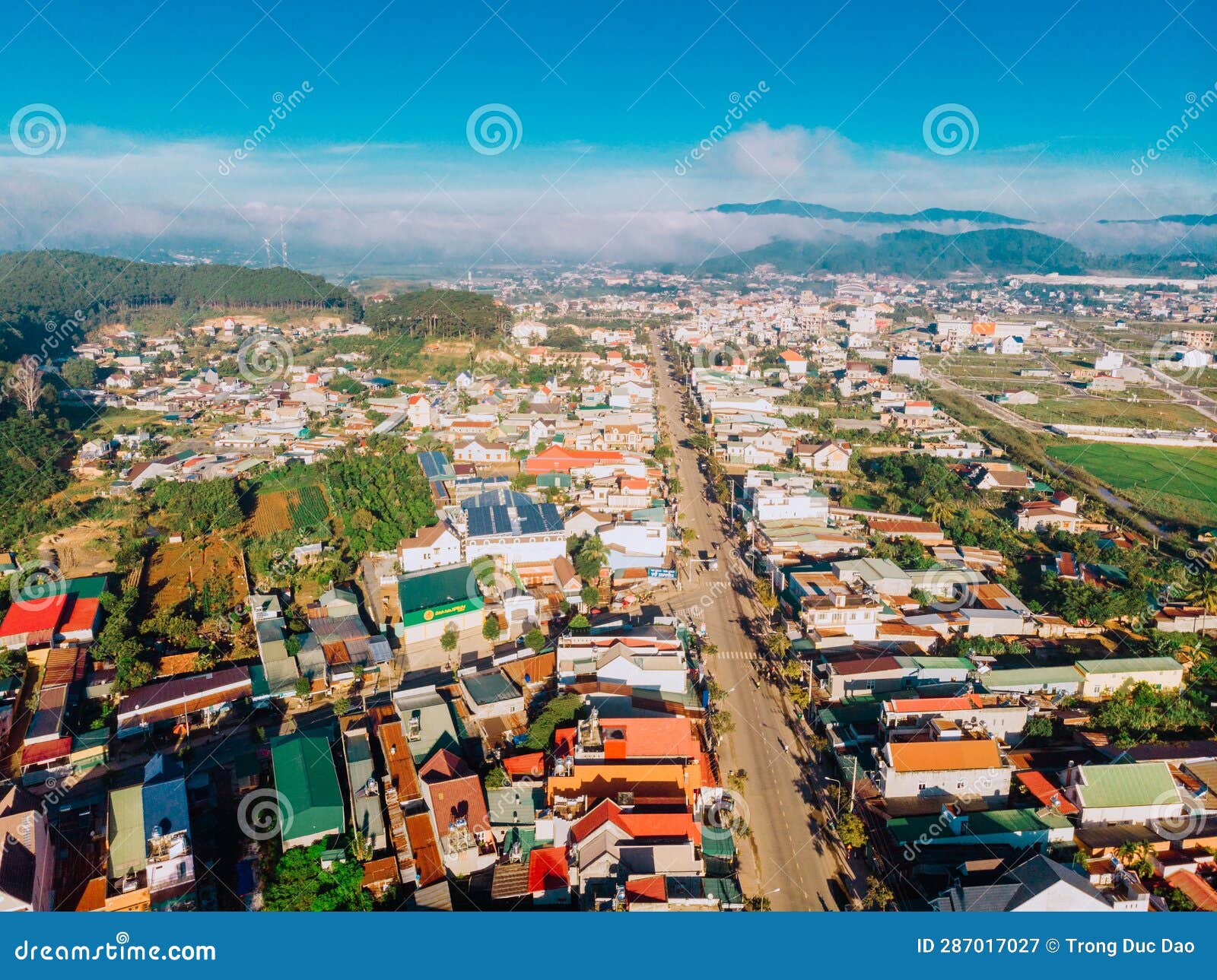 An Aerial View of the Main Road of Lam Ha District Stock Image - Image ...
