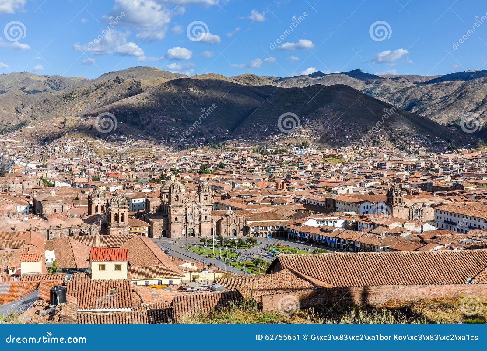 Aerial View of the Main Square in Cusco, Peru Stock Image - Image of ...
