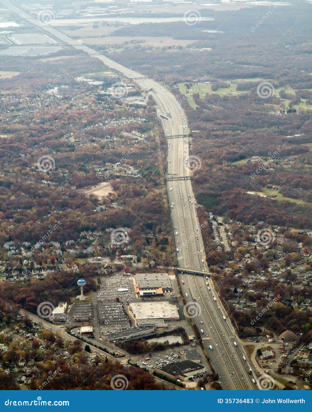 Aerial View of Major Highway Stock Image - Image of motorway, cars ...