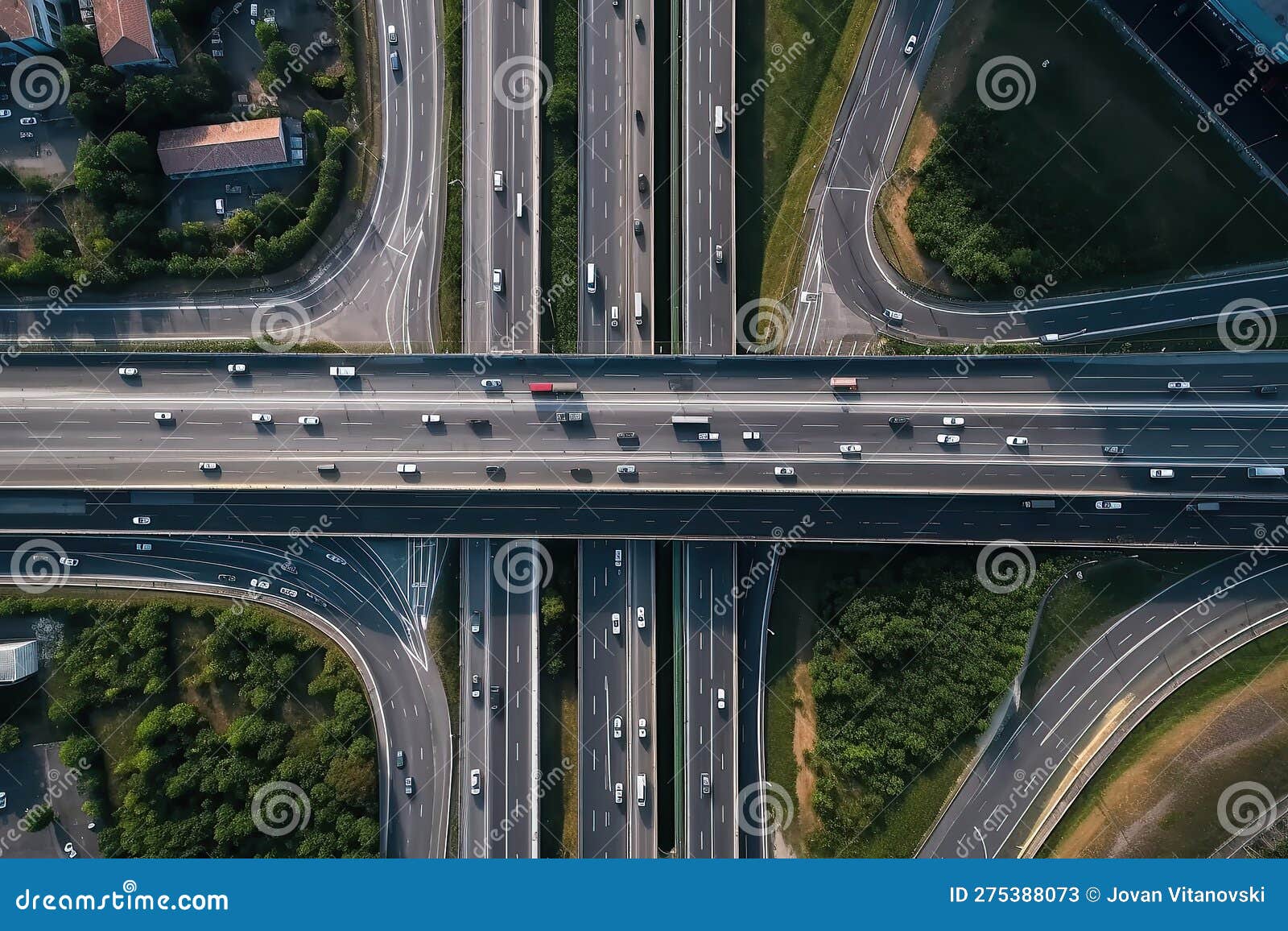 Aerial View of a Major Highway during Rush Hour Traffic Created by Generative AI Stock ...