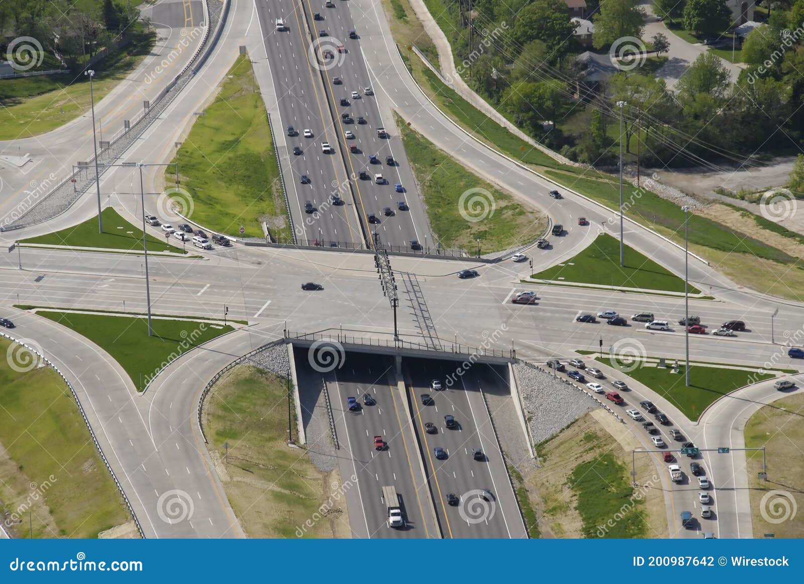 Aerial View of a Major Interstate Highway Cloverleaf and Overpass in ...