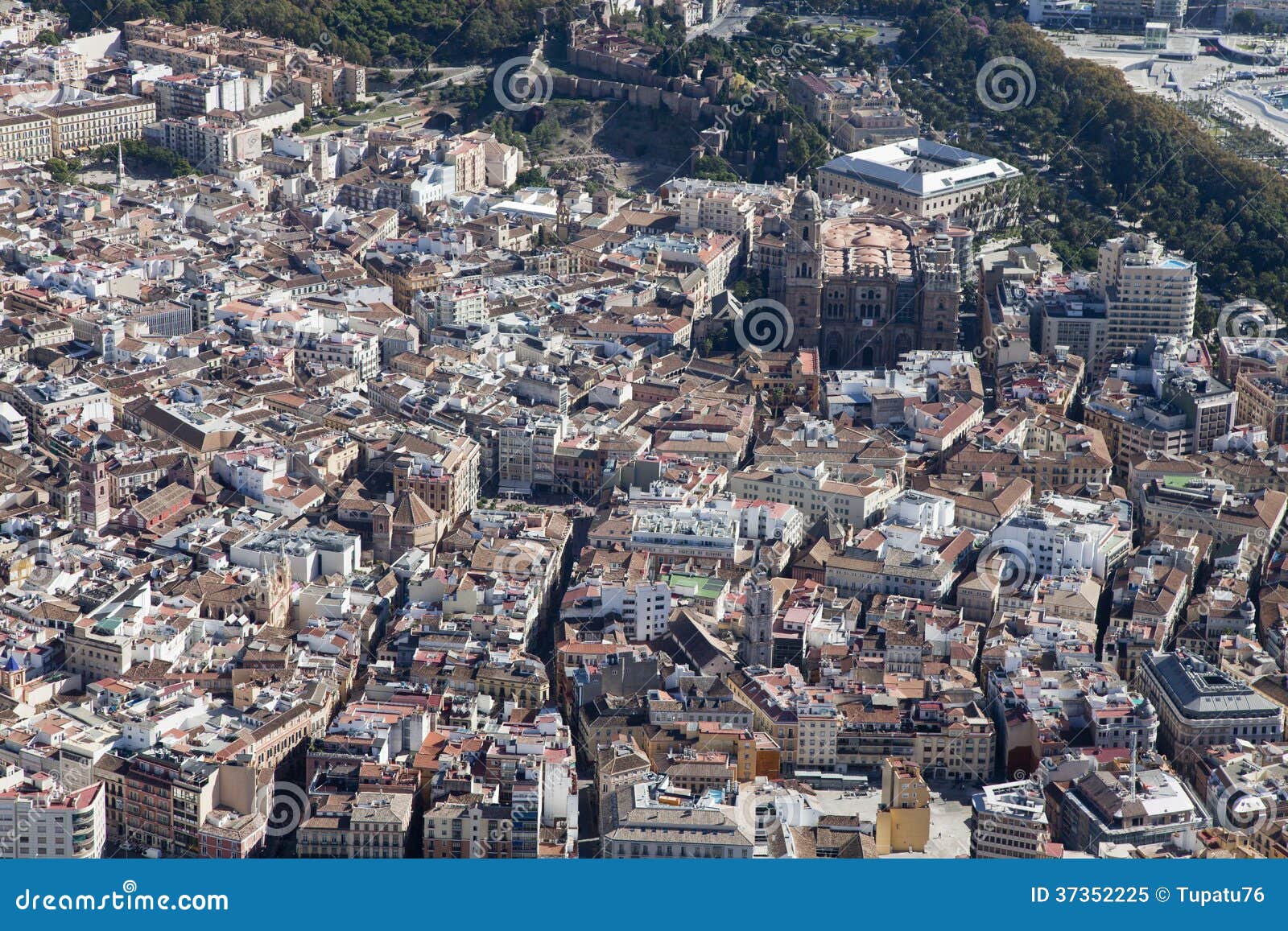 Aerial View of Malaga Downtown. Stock Image - Image of view, europe ...