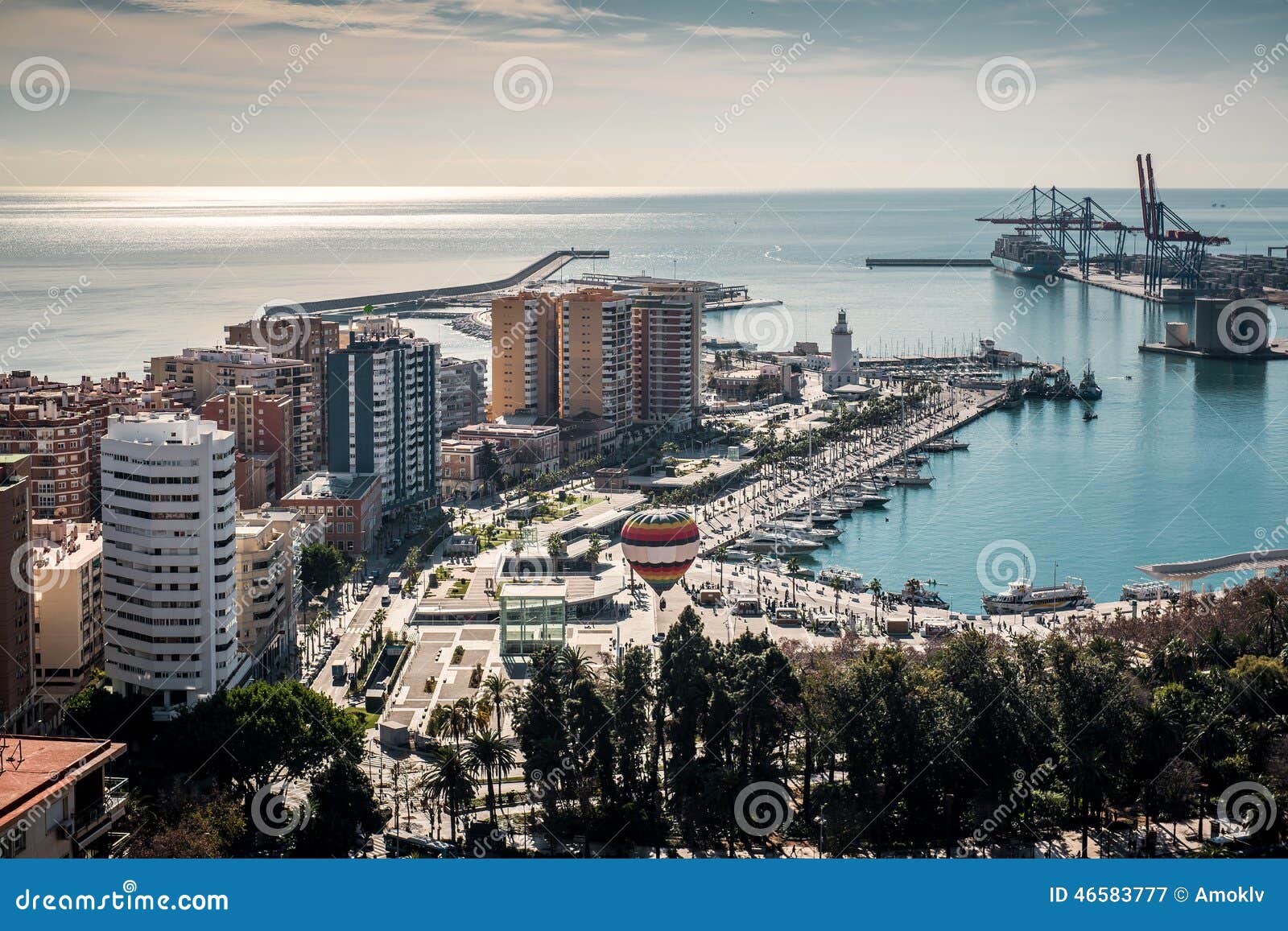 Aerial view of Malaga port stock image. Image of international - 46583777