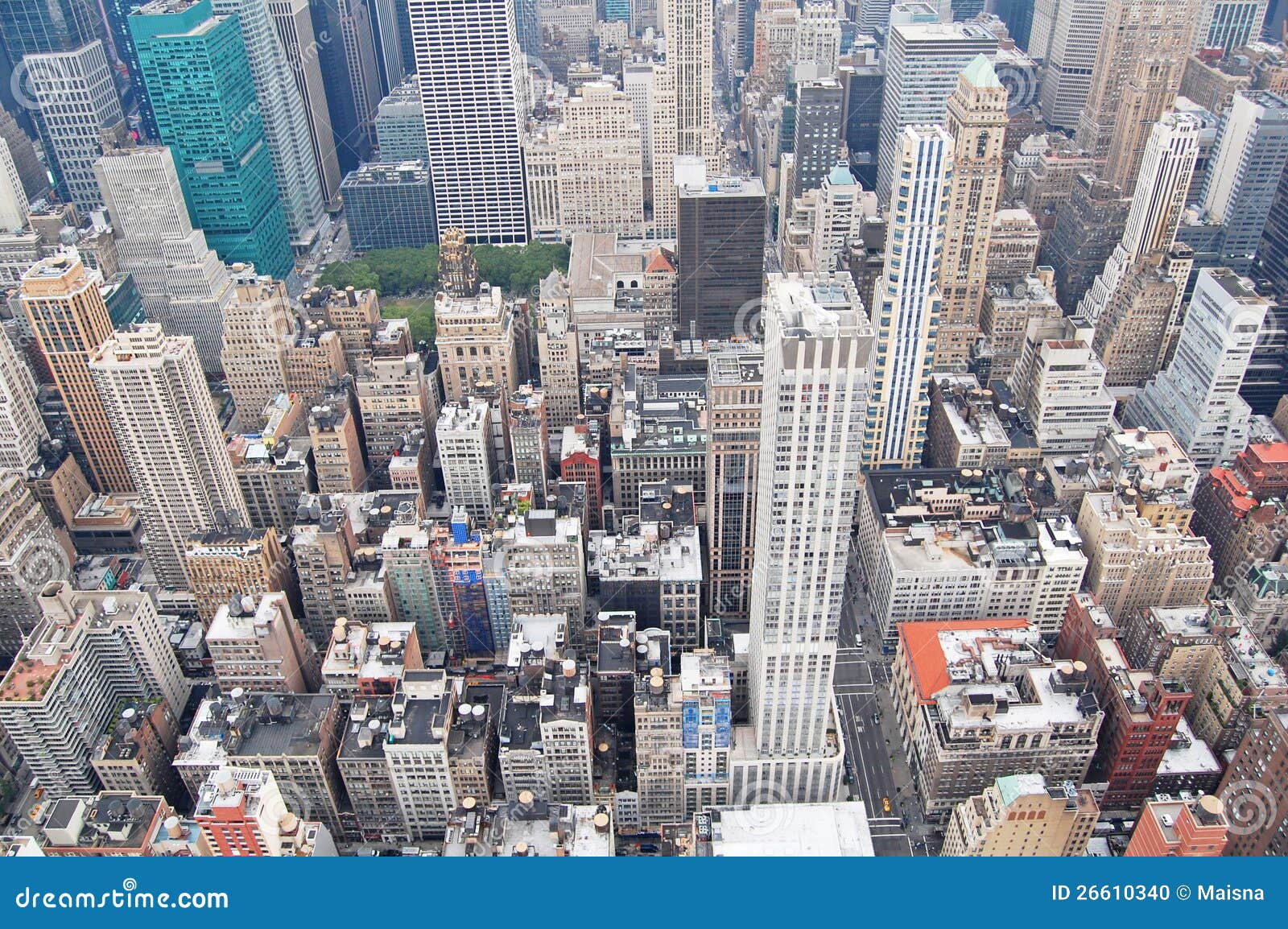 Aerial view of Manhattan stock photo. Image of midtown - 26610340