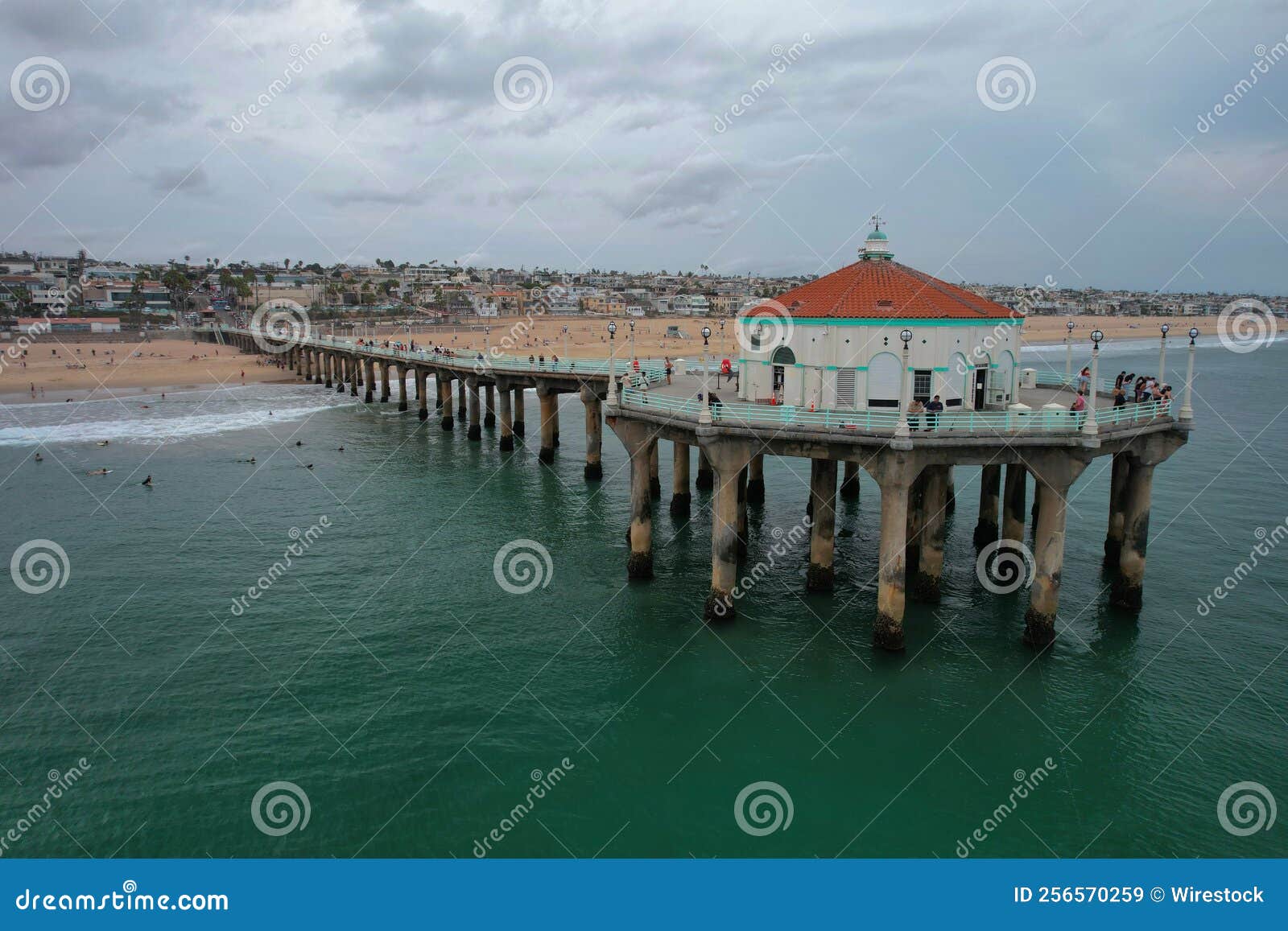 Aerial View of the Manhattan Beach Pier Stock Image - Image of ...