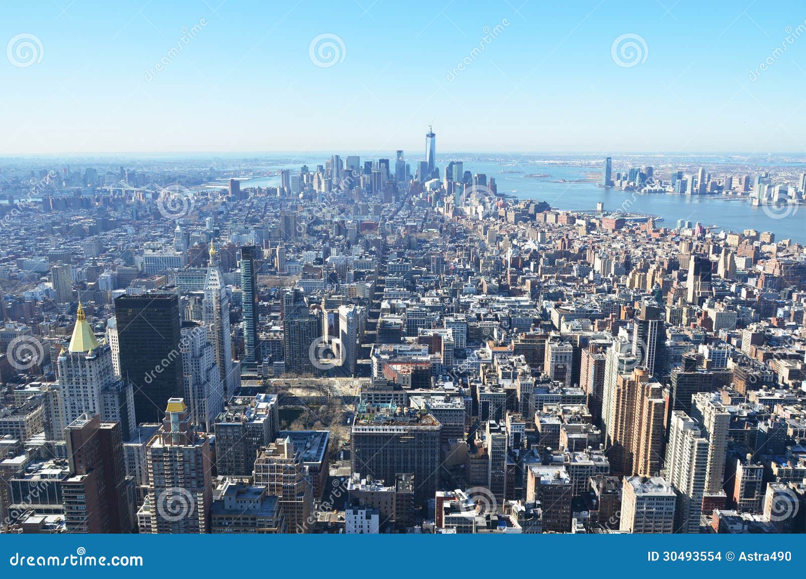 Aerial view of Manhattan stock photo. Image of cityscape - 30493554