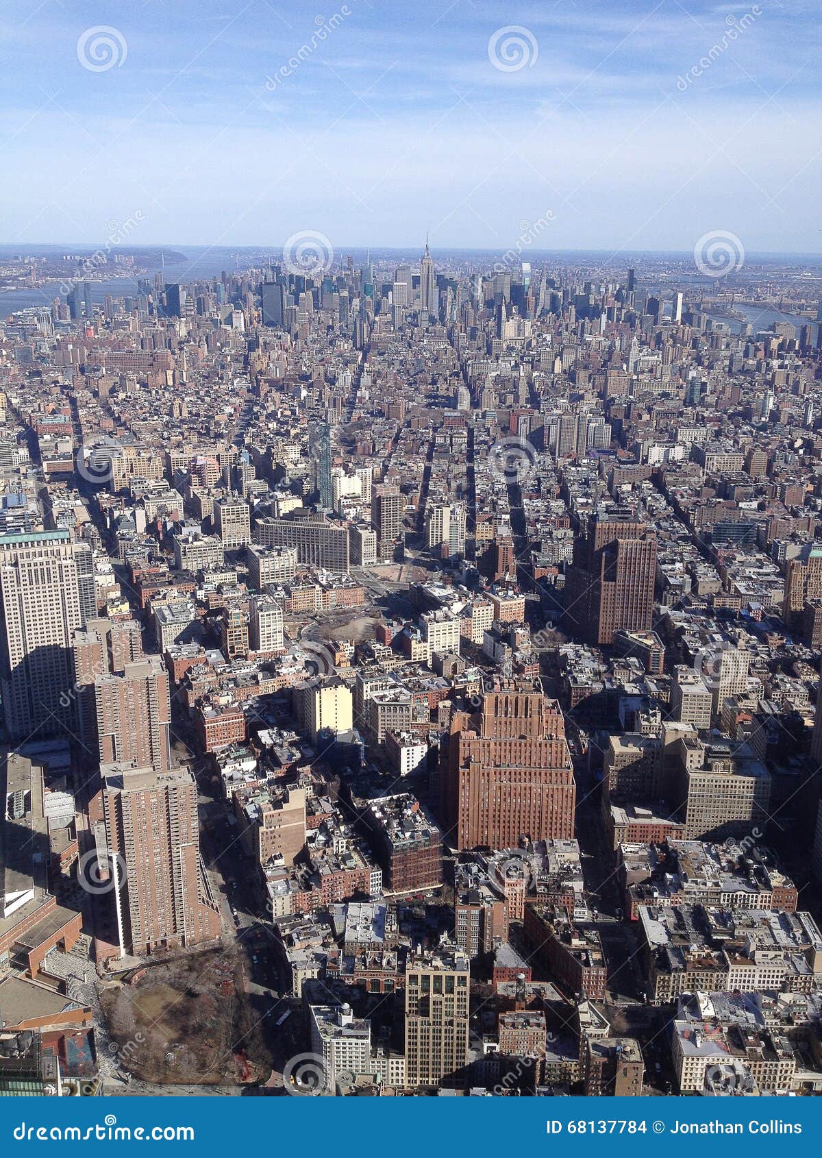 Aerial View of Manhattan from the WTC Stock Photo - Image of freedom ...