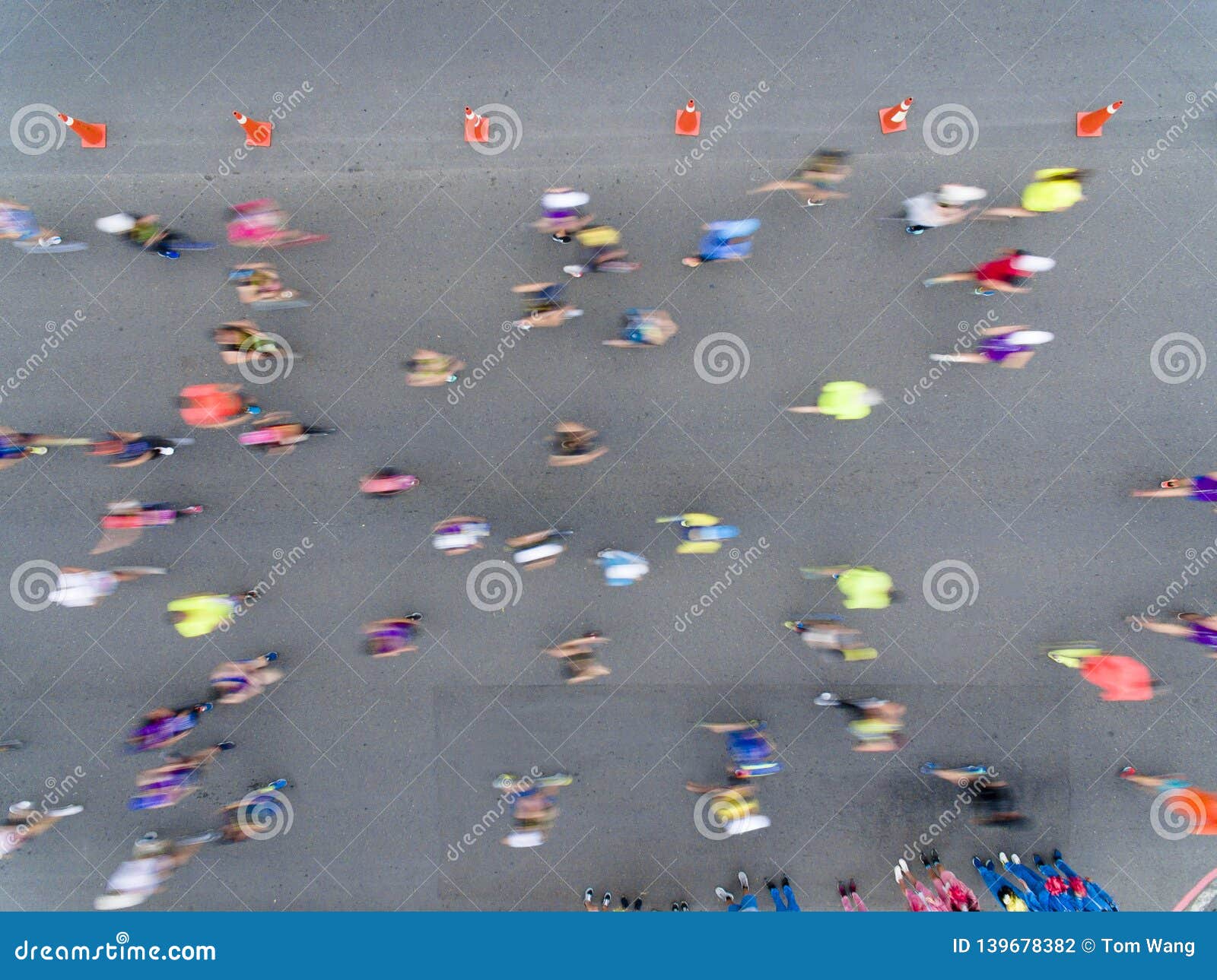 Aerial View of Marathon Runners on the Road Stock Photo - Image of ...