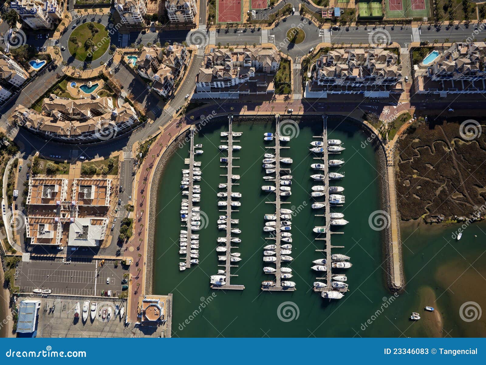 Aerial View of the Marina of Isla Canela Stock Image - Image of harbour ...