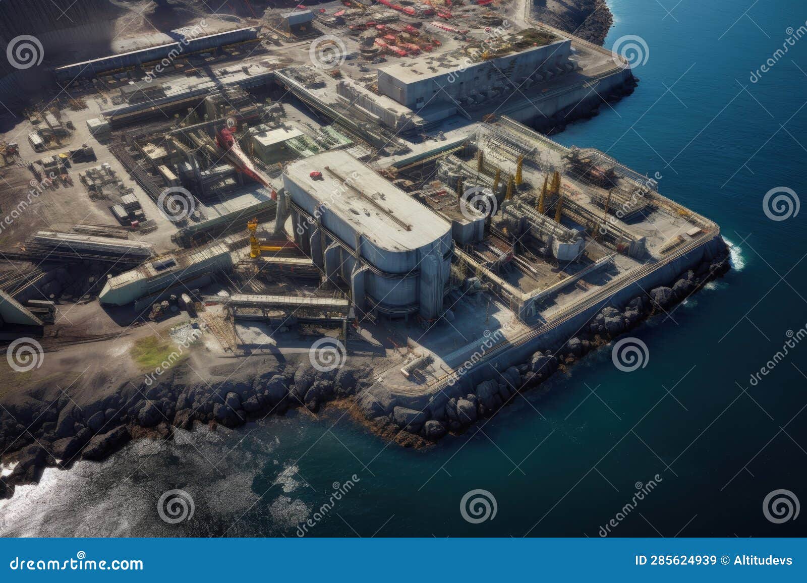 Aerial View of Marine Current Power Plant Construction Stock ...