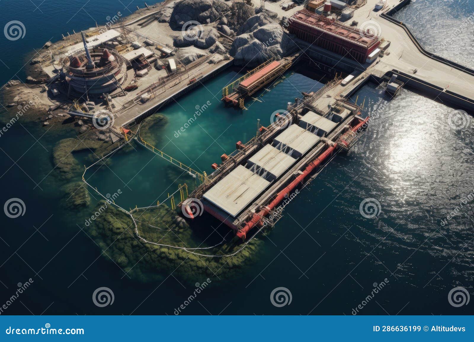 Aerial View of Marine Current Power Plant Construction Stock ...