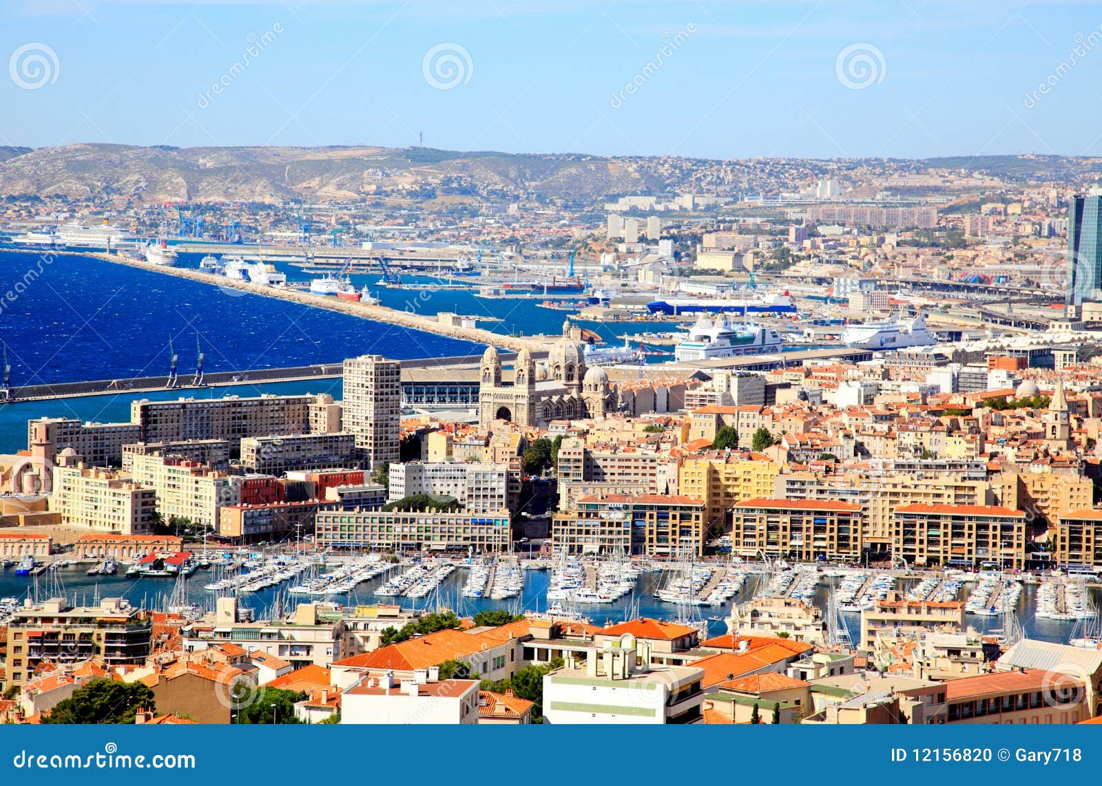 Aerial View of Marseille City and Harbor Stock Photo - Image of centre ...