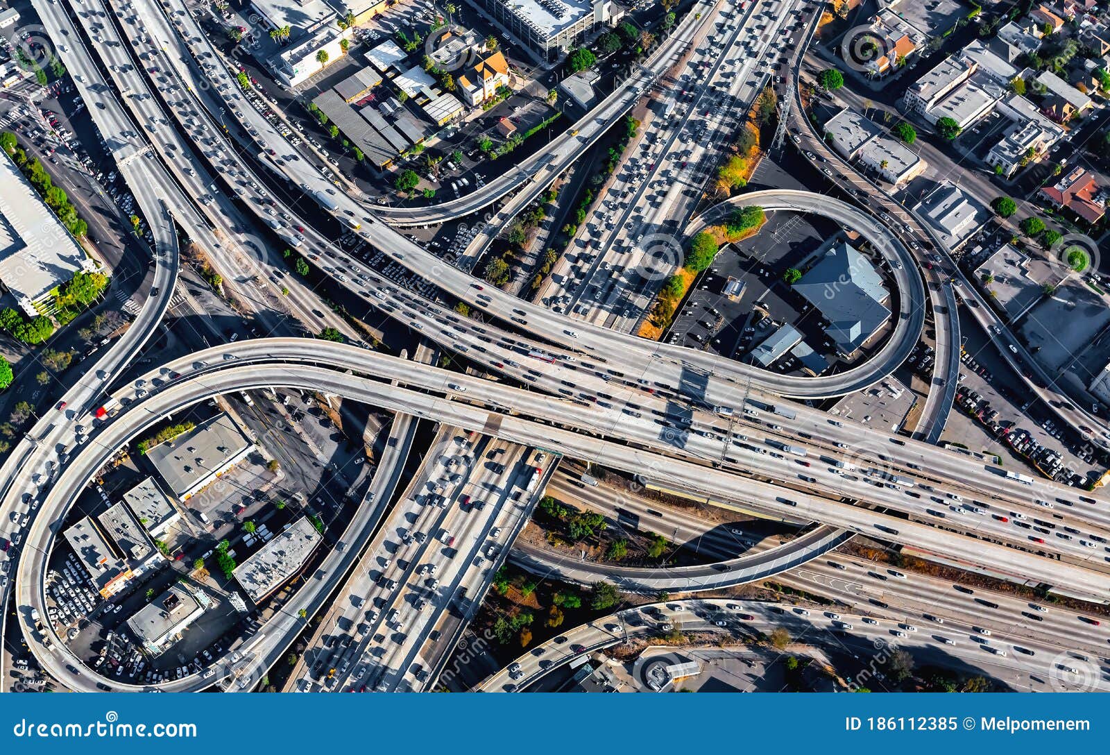 Aerial View of a Massive Highway Intersection in LA Stock Image - Image ...