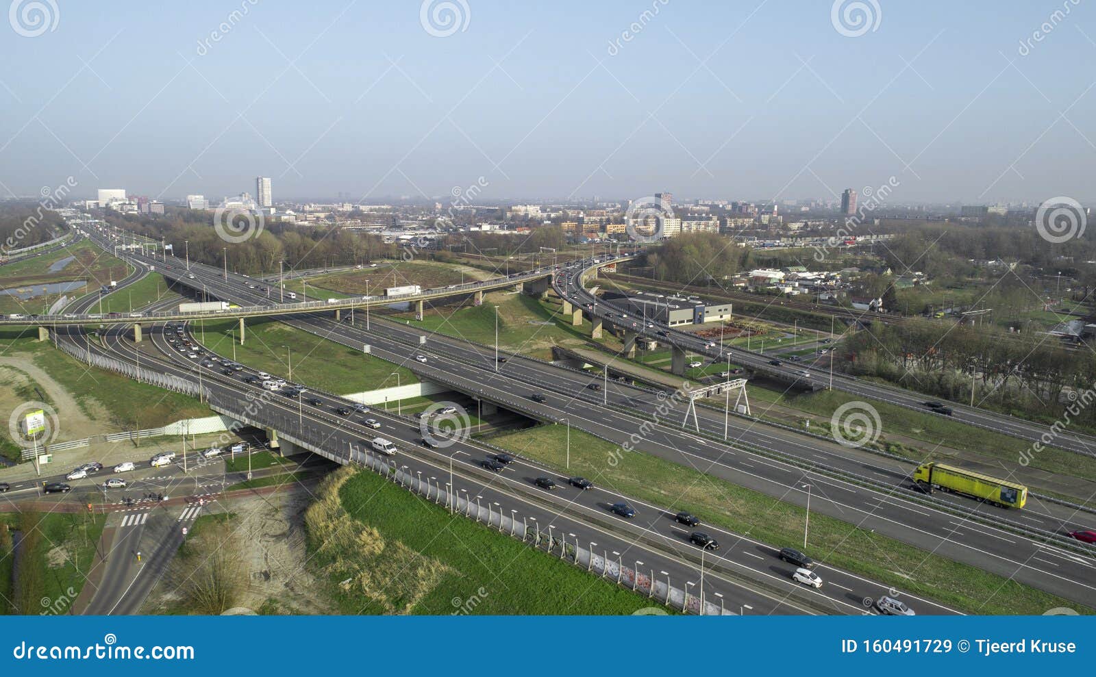 Aerial View of a Massive Highway Intersection in Rotterdam, the ...