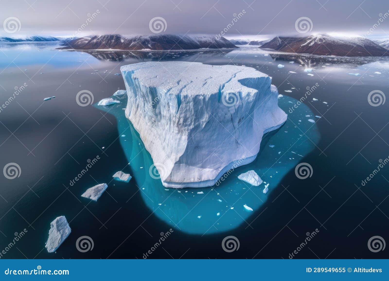 Aerial View of Massive Iceberg Floating Away from Glacier Stock Image ...
