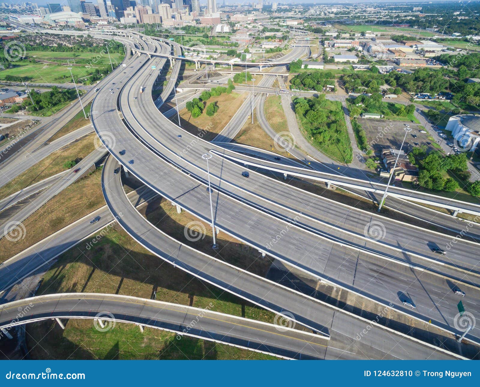 Top View Interstate 69 Highway and Houston Downtown in Background Stock ...