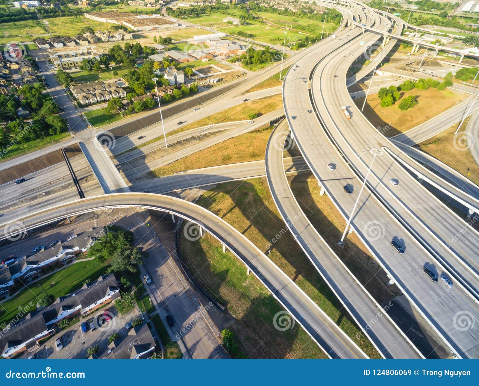 Top View Interstate I69 Expressway Intersection in Greater Houston ...