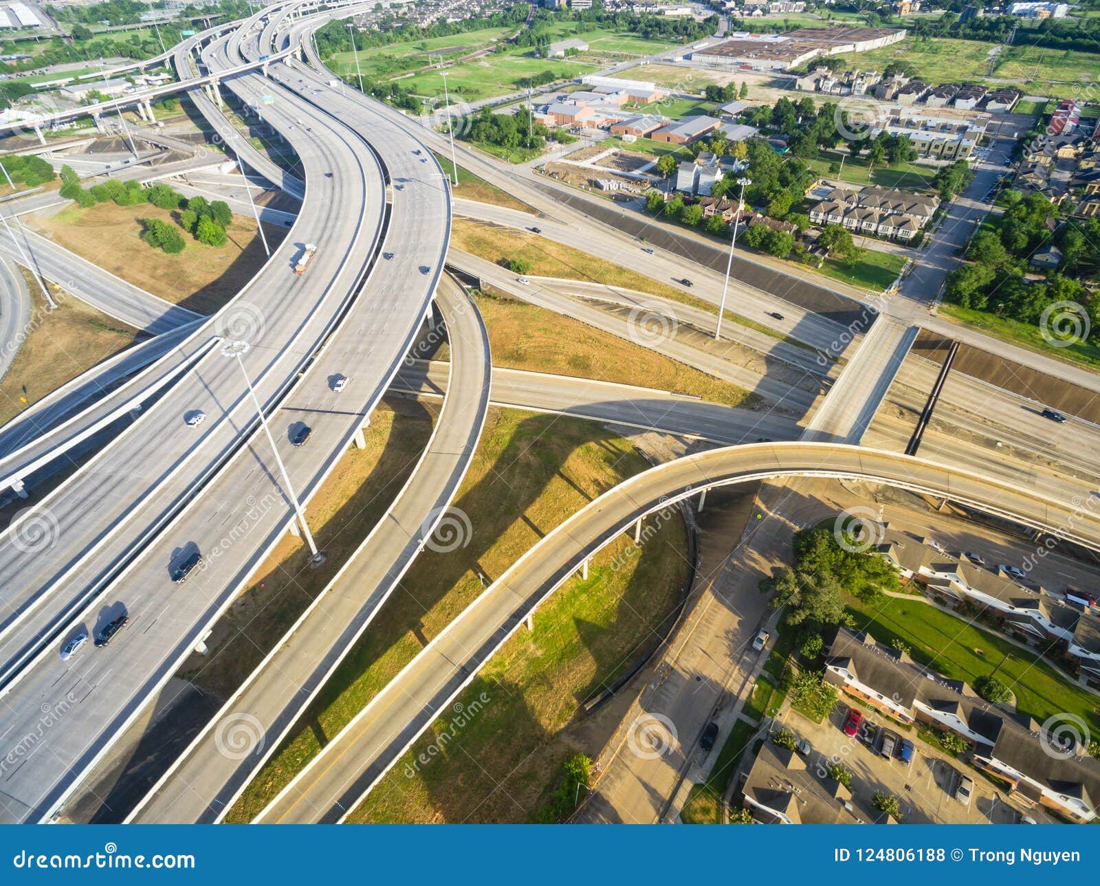 Top View Interstate I69 Expressway Intersection in Greater Houston ...