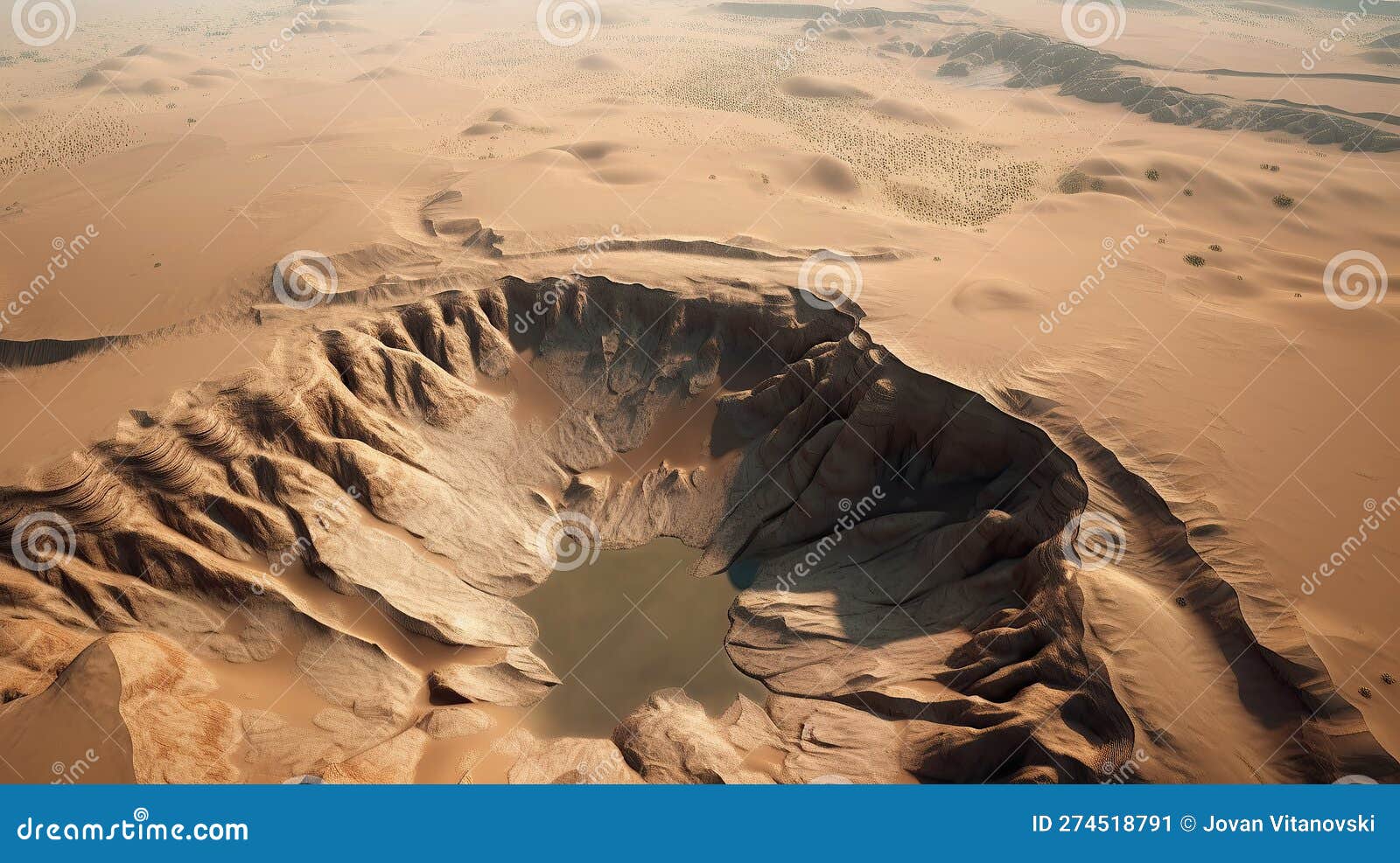 Aerial View of a Massive Sand Deep Pit in the Desert Created by ...