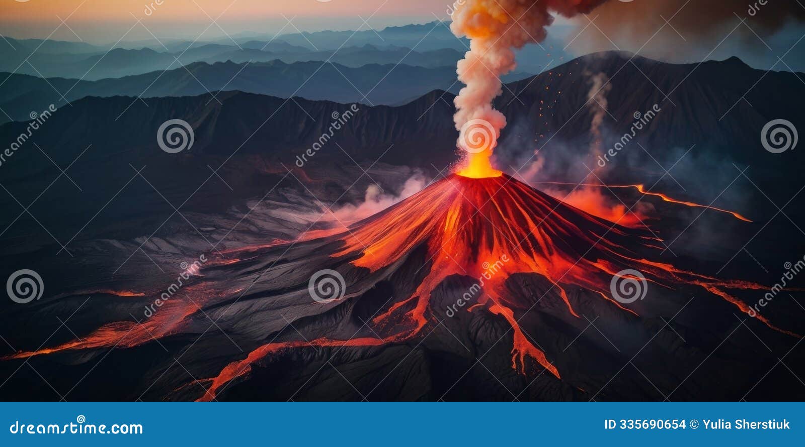 Massive Volcanic Lava Flow And Fiery Eruption In Hawaii Royalty-Free ...