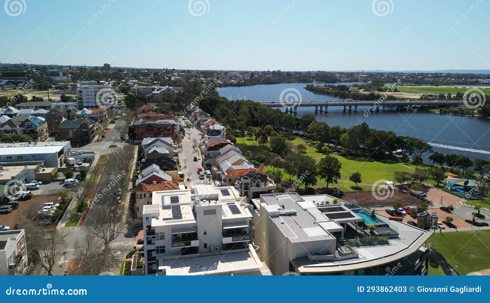 Aerial View of Matagarup Bridge and Swan River in Perth Stock Image ...
