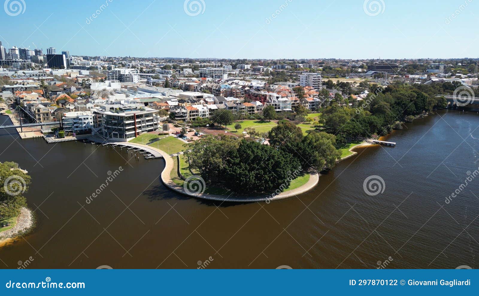 Aerial View of Matagarup Bridge and Swan River in Perth Stock Photo ...