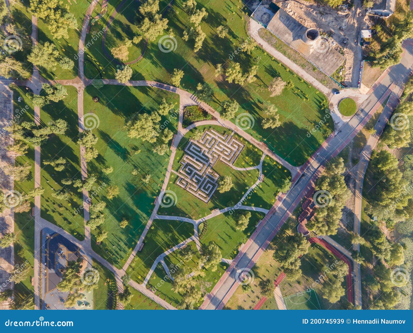 Aerial View of the Maze of Bushes in the Park Stock Image - Image of ...