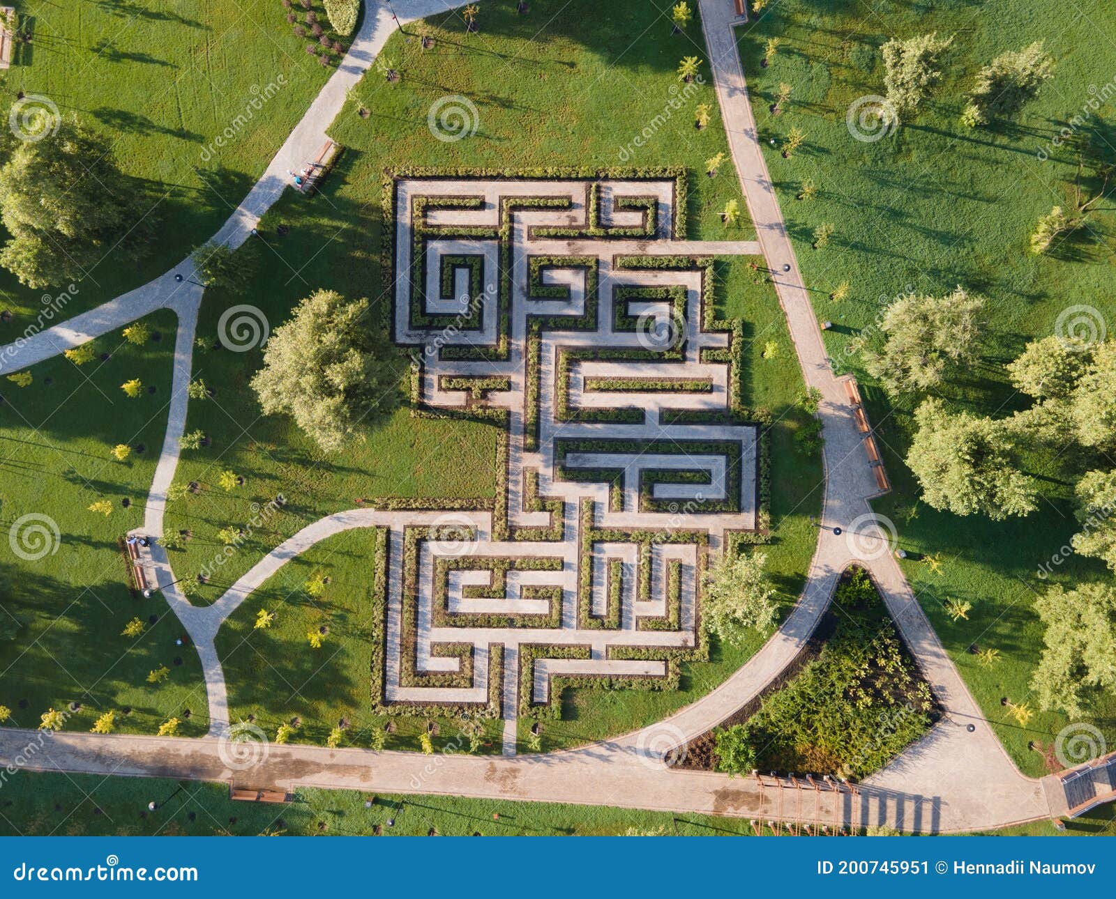 Aerial View of the Maze of Bushes in the Park Stock Image - Image of ...