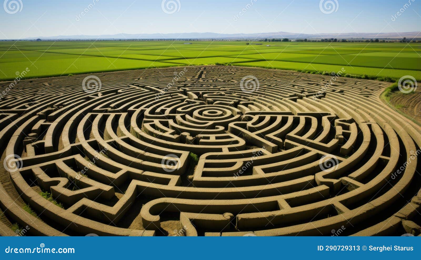 An Aerial View of a Maze in the Middle of a Field, AI Stock Image ...