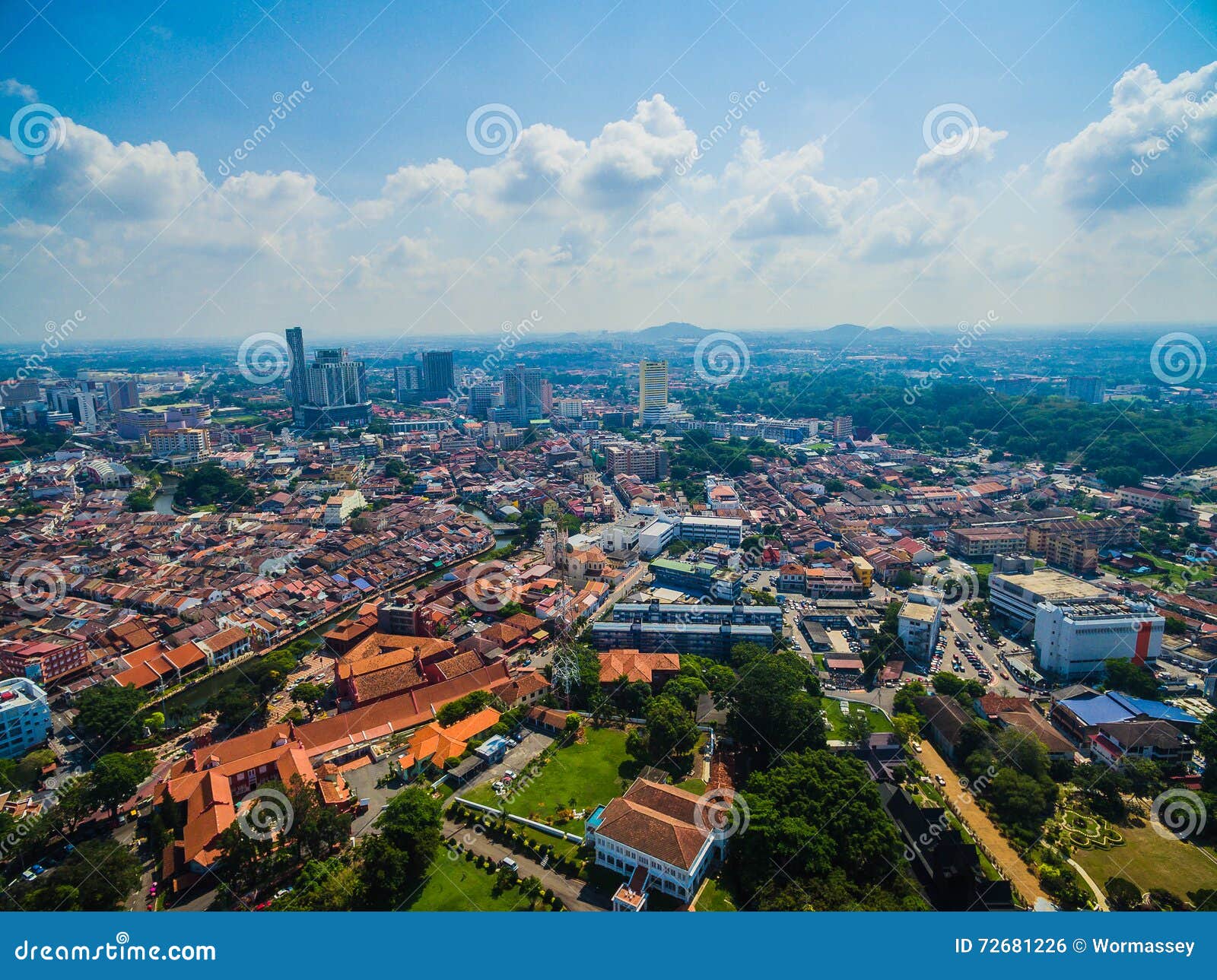 Aerial View of Melaka City stock photo. Image of aerial - 72681226