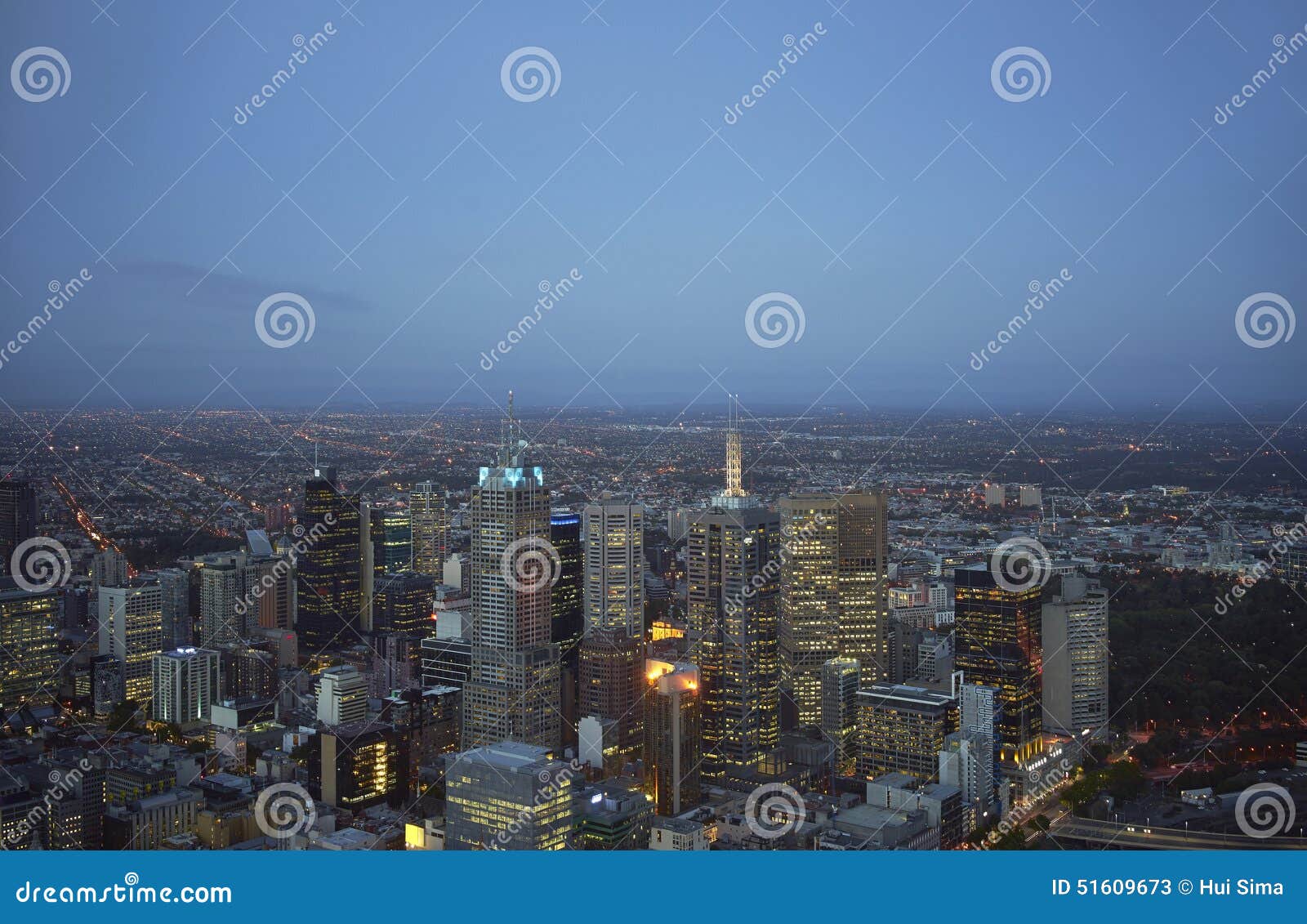Aerial View of Melbourne at Night Stock Image - Image of dusk, scene ...