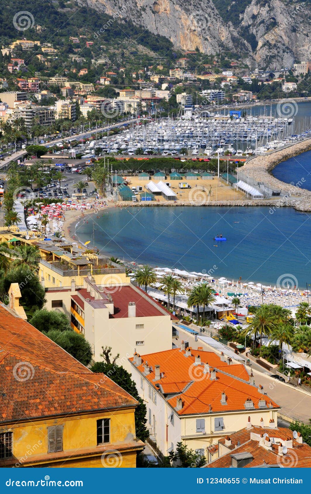 Aerial View of Menton in France Stock Image - Image of town, france ...