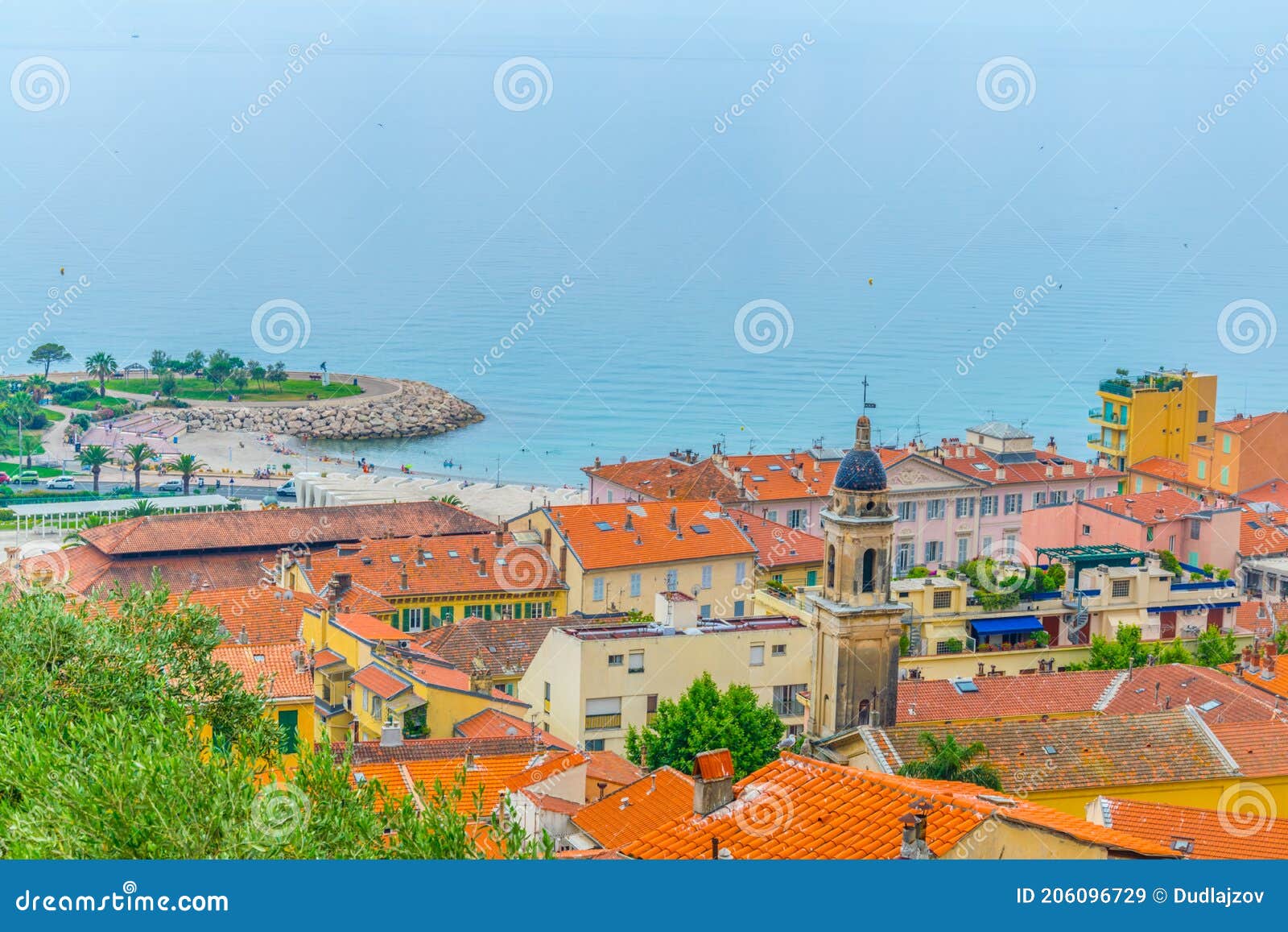 Aerial View of Menton, France Stock Image - Image of city, tourism ...