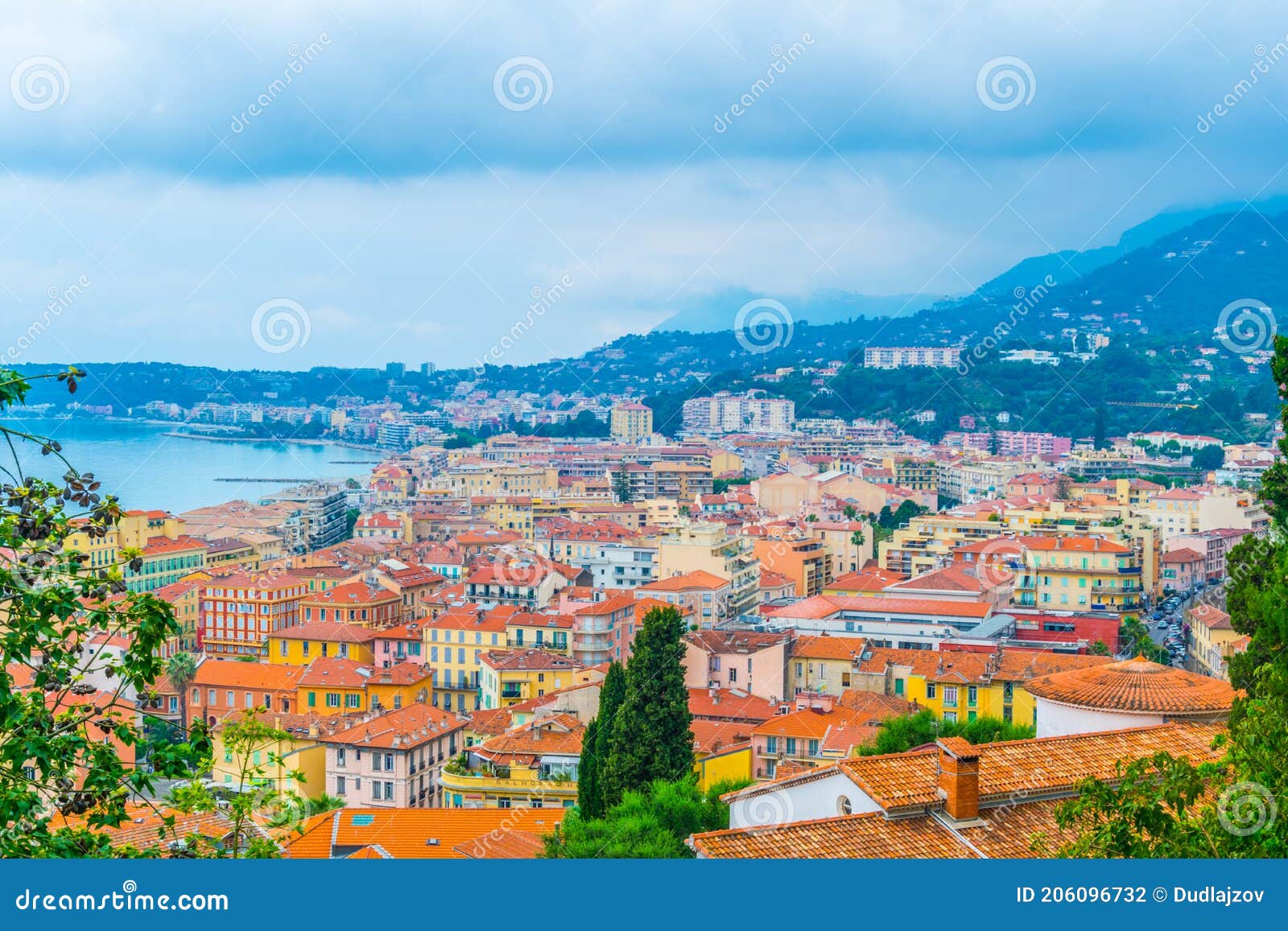 Aerial View of Menton, France Stock Photo - Image of vacation, seascape ...