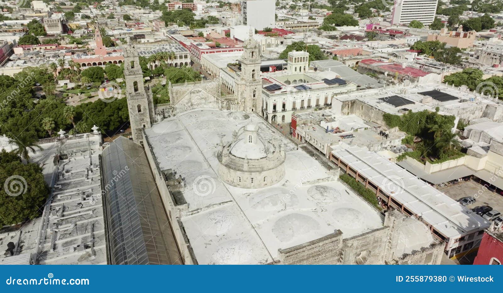 Aerial View of Merida Downtown and Cathedral in Mexico Stock Footage ...