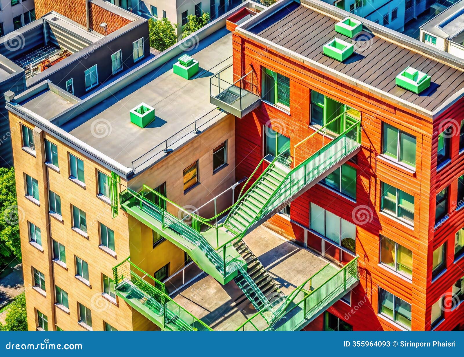 Strategic HighRise Building Fire Exit Plan Aerial Perspective Reveals ...