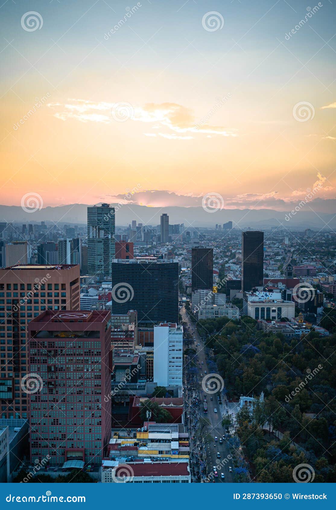 Aerial View of Mexico City at Sunset Stock Photo - Image of building ...