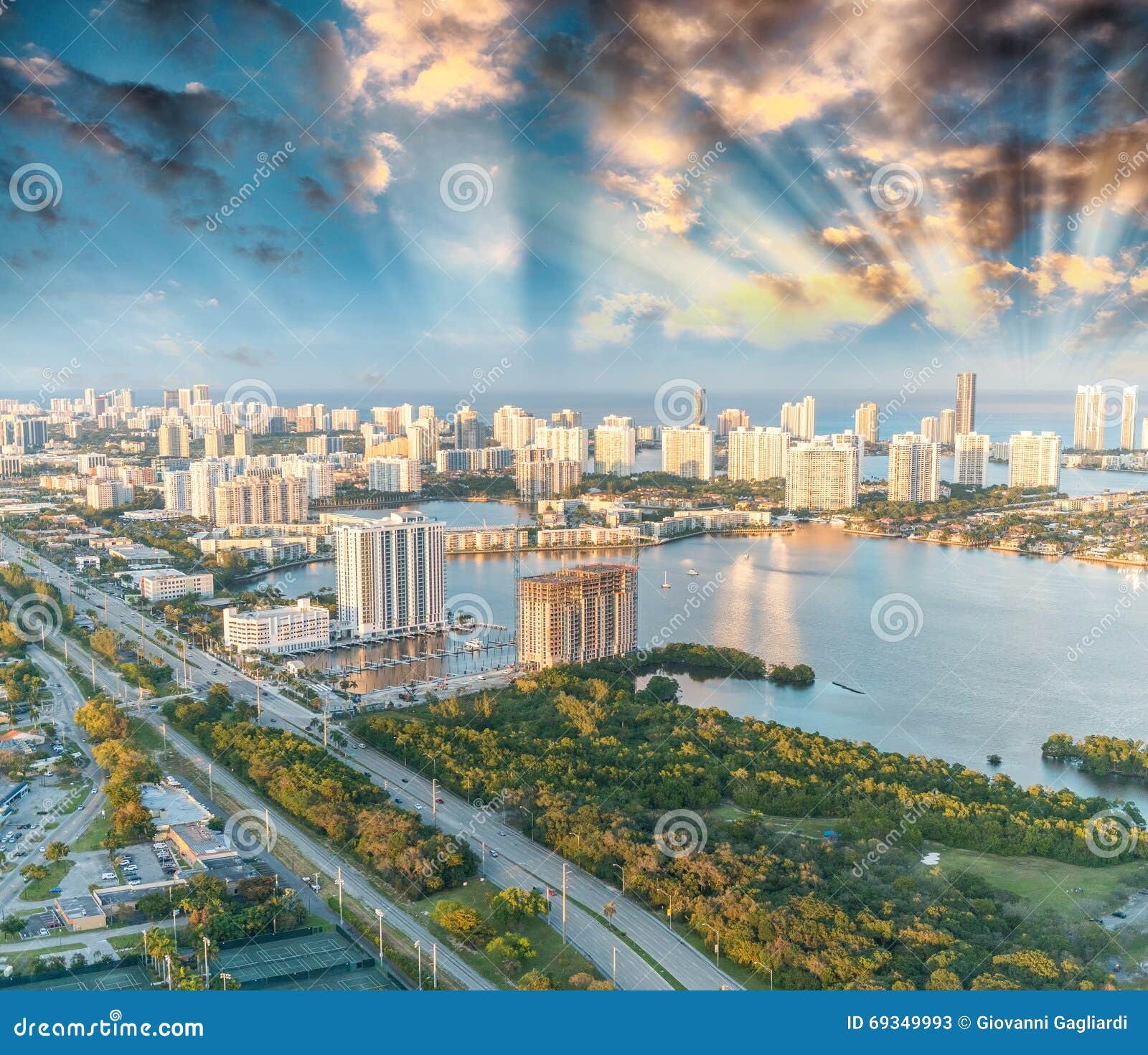 Aerial View of Miami Beach Buildings Stock Image - Image of panoramic ...