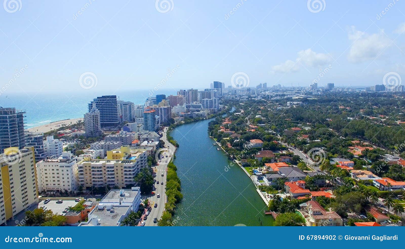 Aerial View of Miami Beach, Florida Stock Photo - Image of ocean ...