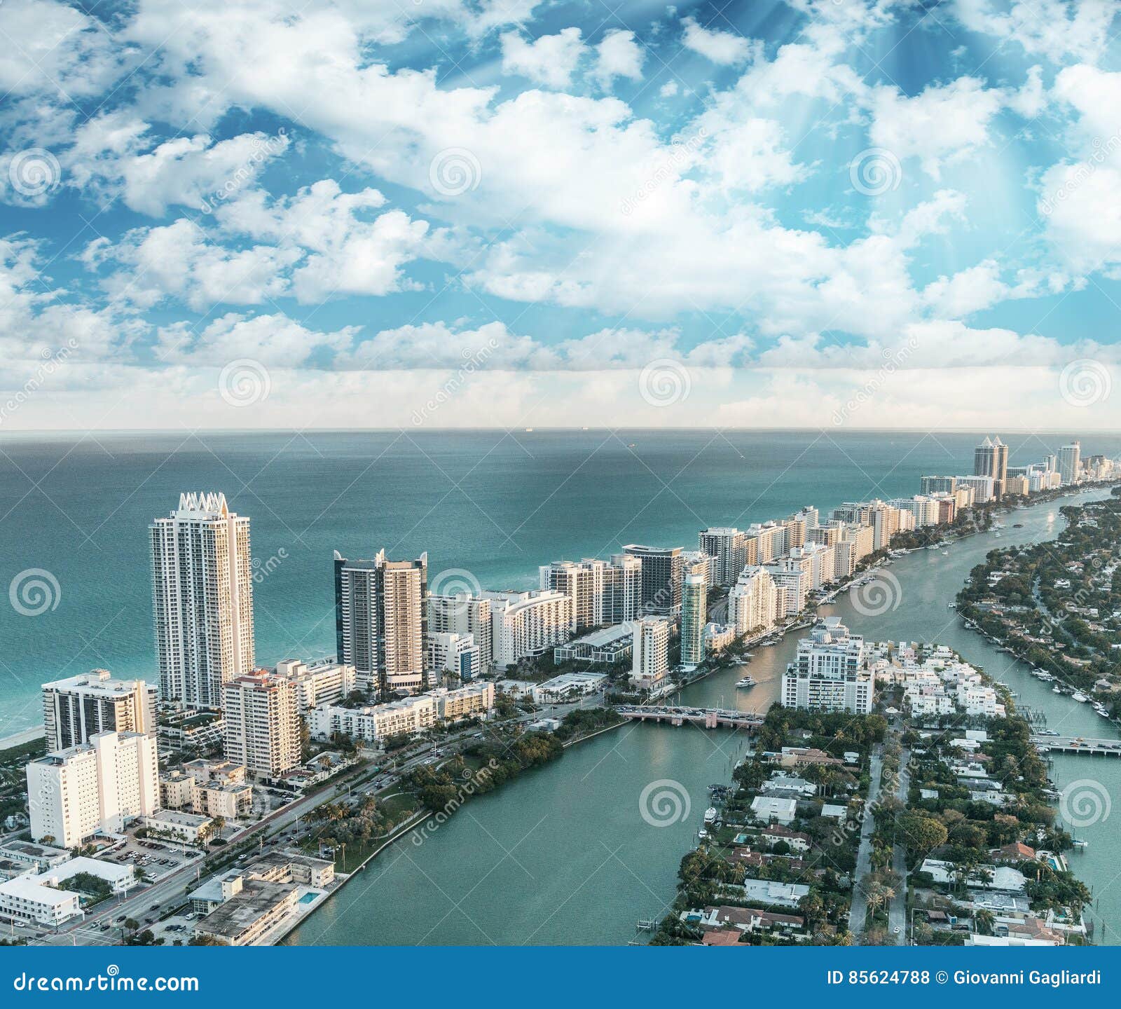 Aerial View of Miami Beach Skyline, Florida Stock Photo - Image of ...