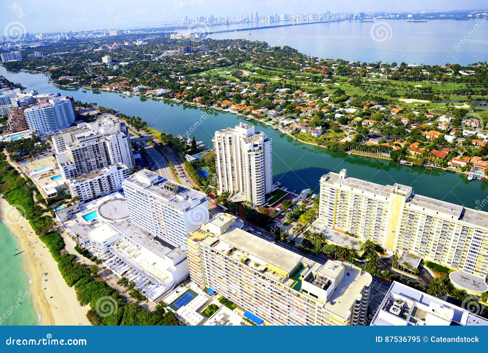 Aerial view of Miami stock image. Image of exterior, miami - 87536795