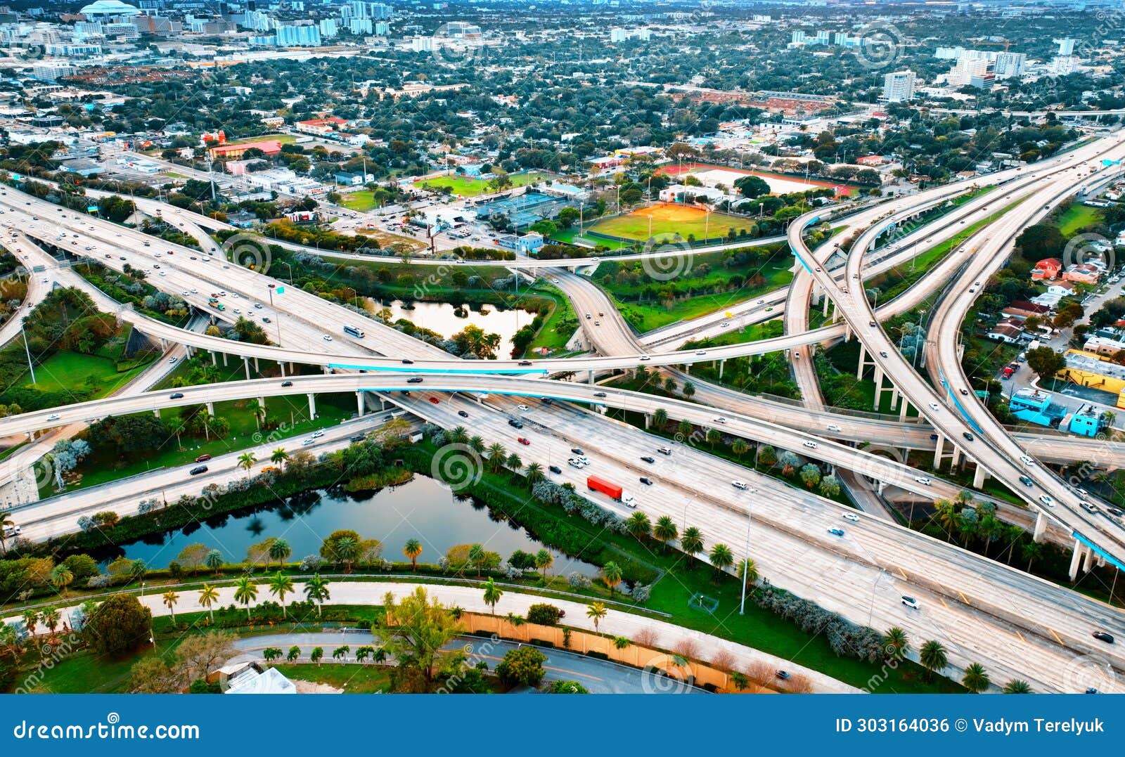 Aerial View of Miami Highway Intersection in the USA. this Image ...